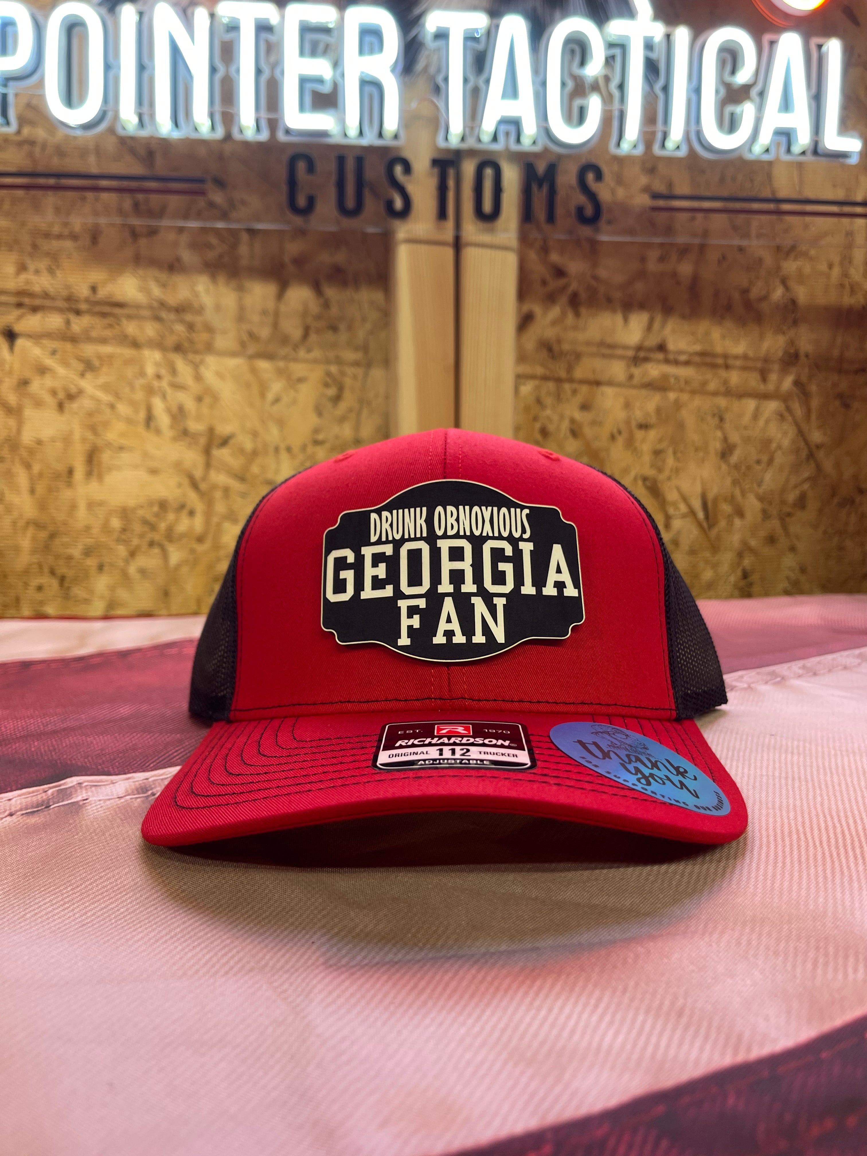 Drunk Obnoxious Georgia Fan Red & Black Hat – Black Out Patch Edition ...