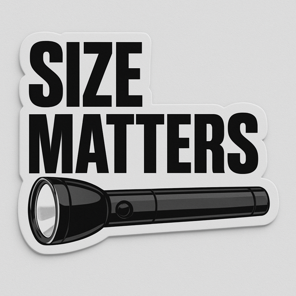 Size Matters – Flashlight Edition Vinyl Sticker – POINTER TACTICAL